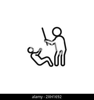 Policeman beating Protest icon logo sign vector outline in black and ...