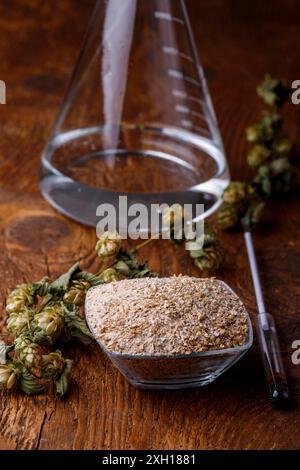 fresh barley malt on wood Stock Photo - Alamy