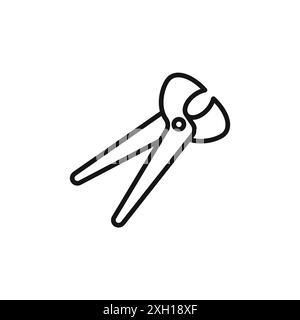 Steel nippers tool icon logo sign vector outline in black and white ...