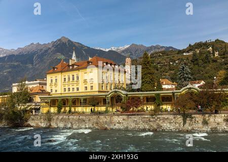 River Passer on winter promenade, Merano, South Tyrol, Italy Stock ...