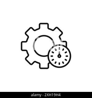 work Efficiency icon logo sign vector outline in black and white color ...
