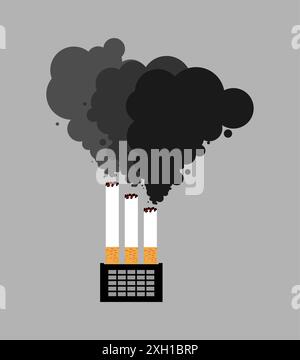 Cigarette factory. Tobacco production. Pollution concept. Factory ...