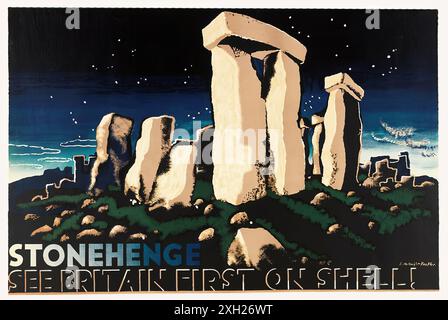 Vintage Travel Poster - KAUFFER - Stonehenge See Britain First on Shell ...