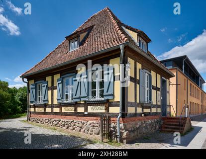 historic Akzise house, typical historic half-timbered houses in Templin ...