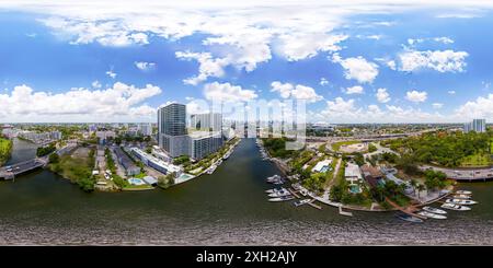 360° view of Miami, Florida, USA. Aerial 360 equirectangular photo ...