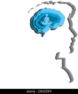 Layered human brain cut out of paper on white background. Paper cut ...