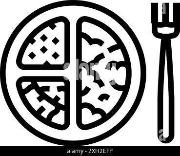 portion control obesity overweight line icon vector illustration Stock ...