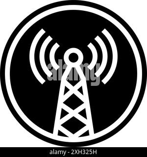 electromagnetic interference label glyph icon vector illustration Stock ...