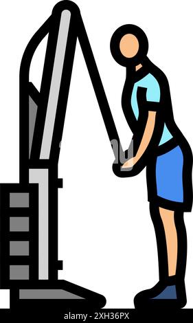 cable tricep pushdowns arm fitness exercise line icon vector ...