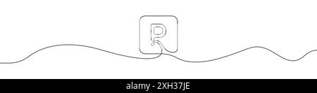 Parking sign in continuous line drawing style. Line art of parking ...