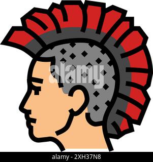 mohawk hairstyle subculture style line icon vector illustration Stock ...