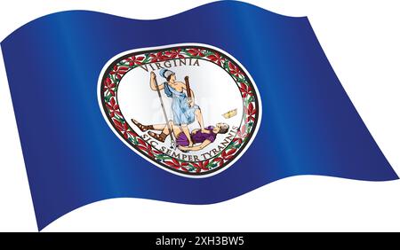 accurate correct virginia va state flag flying waving flowing on ...