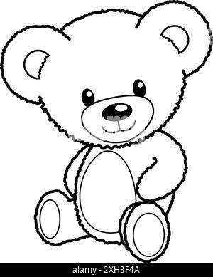 Sitting Teddy Bear Isolated Coloring Page for Kids Stock Vector Image ...