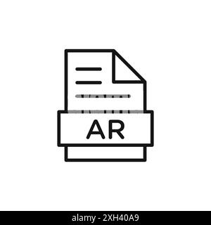 AR File Document Icon logo sign vector outline in black and white color ...