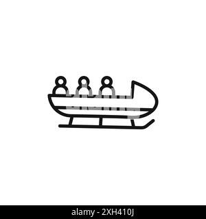 Bobsleigh icon logo sign vector outline in black and white color Stock ...