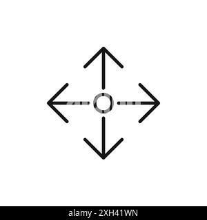 Cursor move icon logo sign vector outline in black and white color ...