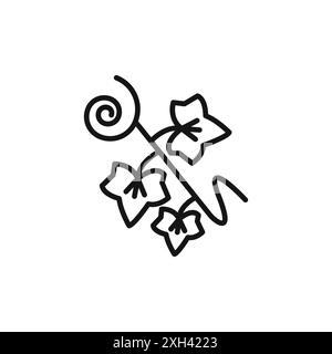 English ivy icon logo sign vector outline in black and white color ...