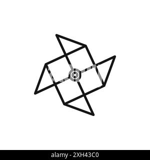 paper Windmill icon logo sign vector outline in black and white color ...