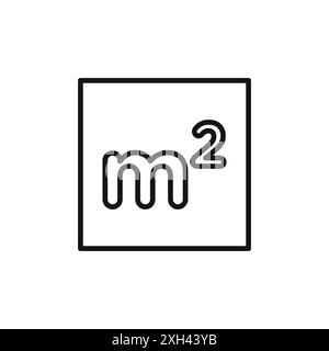 m2 area unit icon logo sign vector outline in black and white color ...