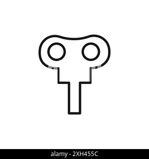 Wind up key icon logo sign vector outline in black and white color ...