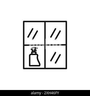 Windows cleaning icon logo sign vector outline in black and white color ...