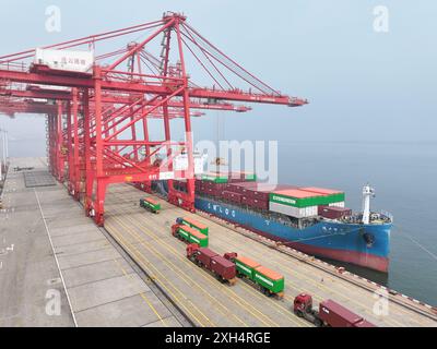 Cargo ships dock at Lianyungang Port Container Terminal in east China's ...