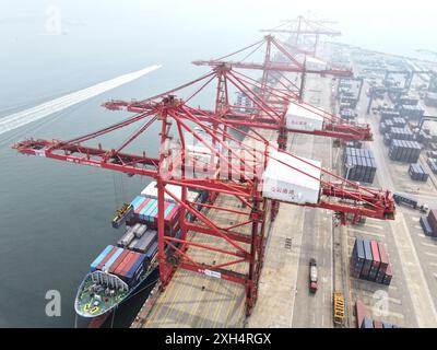 Cargo ships dock at Lianyungang Port Container Terminal in east China's ...