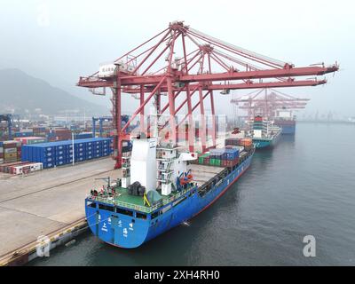 Cargo ships dock at Lianyungang Port Container Terminal in east China's ...