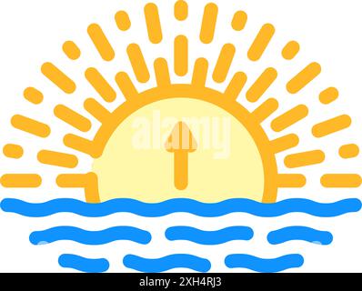 rising sun progress color icon vector. rising sun progress sign ...