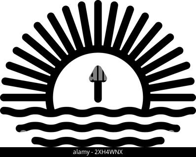 rising sun progress line icon vector illustration Stock Vector Image ...