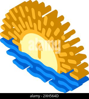 rising sun progress isometric icon vector. rising sun progress sign ...