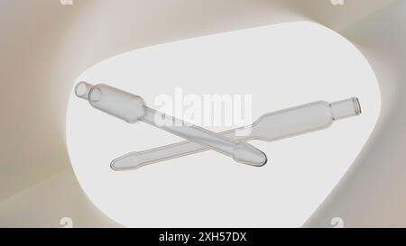 A 3D rendering of pouring milk and a butyrometer, a scientific ...