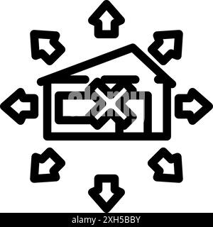 outdoor use only label product caution line icon vector illustration ...