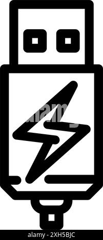 usb charging label product caution line icon vector illustration Stock ...