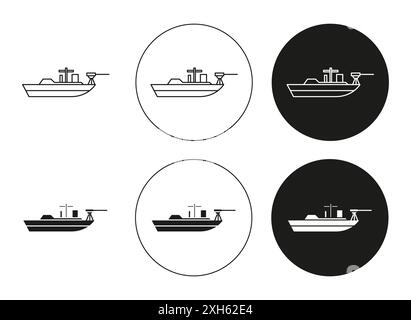 army boat icon Vector symbol or sign set collection in black and white ...