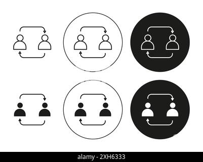 C2C icon Black line art vector in black and white outline set ...