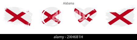 Alabama US State brush stroke flag background. Hand drawn grunge style ...