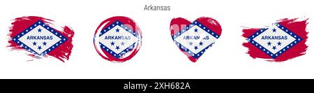 Arkansas US State brush stroke flag background. Hand drawn grunge style ...