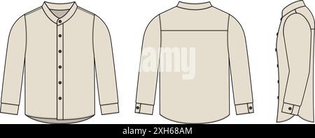 Stand-up collar shirt vector template illustration Stock Vector Image ...