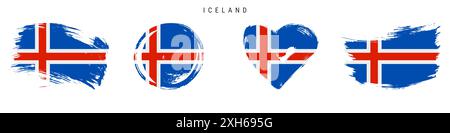 Iceland, Icelandic flag. Hand drawn watercolor illustration Stock Photo ...