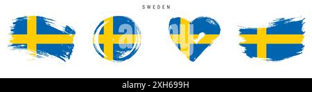 Sweden, Swedish flag. Hand drawn watercolor illustration Stock Photo ...