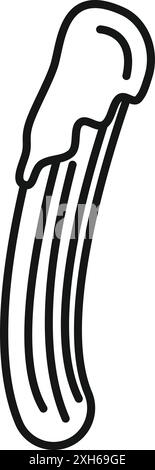 Black and white line drawing of a churro with glaze dripping down Stock ...