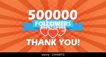 Thank you 500000 followers icon in flat style. Subscription amount ...