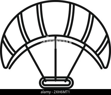 A simple line art illustration of a paraglider soaring over mountain ...