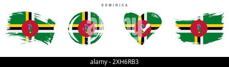 Dominica flag icon set. Dominican pennant in official colors and ...