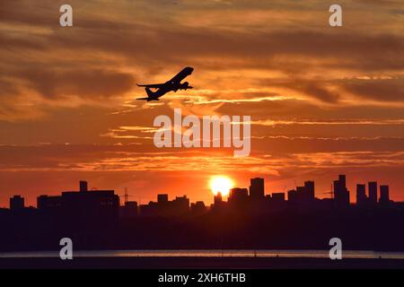 Royal Docks Simmer sunset - a view looking North across Newham towards ...