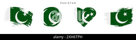 Pakistan brush stroke flag background. Hand drawn grunge style ...