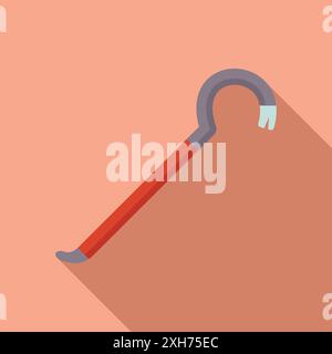Red crowbar lying on a pink background, casting a shadow Stock Vector ...