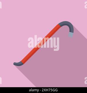 Crowbar with red handle lying on purple background, building and ...