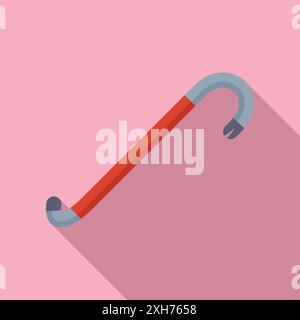 Crowbar tool lying on a pink background, casting a shadow Stock Vector ...